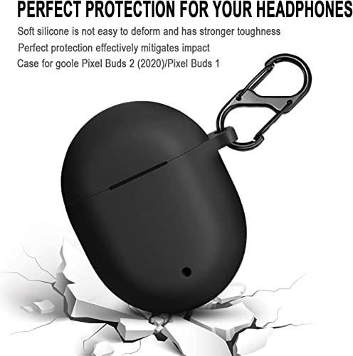 LiZHi for Google Pixel Buds A-Series Case (2021) / Pixel Buds 2 Case (2020), Soft Silicone Skin Cover Shock-Absorbing Protective Case with Keychain for Google Pixel Buds(Black)