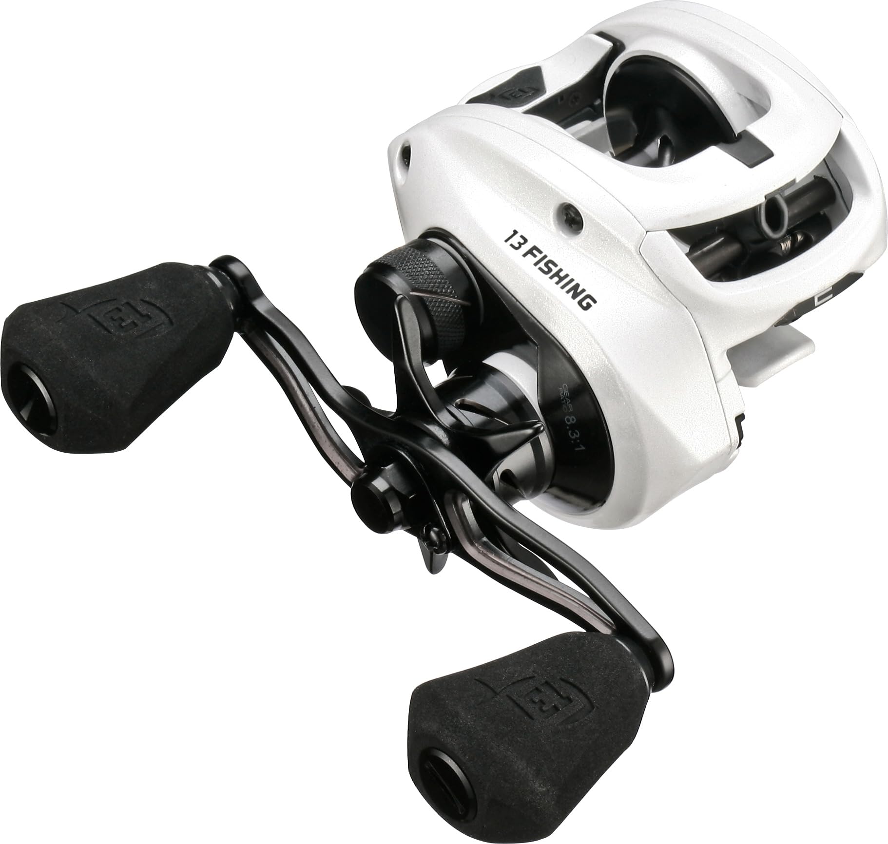 13 FISHING - Concept C2 - Low-Profile Baitcast Fishing Reel 200 Size- 8.3:1 - Right Hand Retrieve (Fresh+Salt) - C2-8.3-RH, White