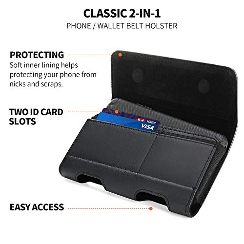 BECPLT for iPhone 13 Mini SE 2022 Holster Case, iPhone 12 Mini Belt Clip Case,Leather Holster Pouch Loops Carrying Case with ID Card Holder for Apple iPhone 8 7 6s 6 Galaxy S10e (Fit w/Thin Case on)