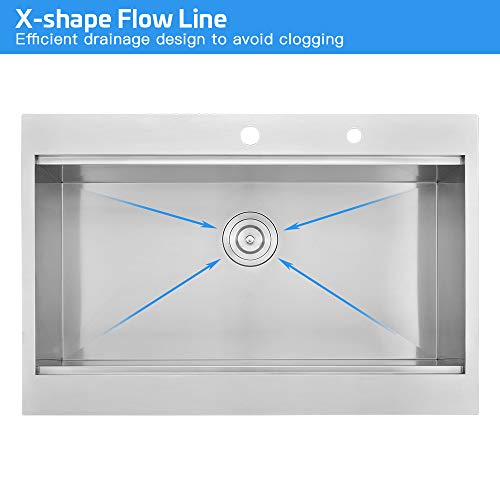 30 Inch Drop In Farmhouse Sink Workstation-Bokaiya 30x22 Inch Stainless Steel Farmhouse Drop In Sink Top Mount Workstation Kitchen Sink 16 Gauge Single Bowl Deep Kitchen Sink