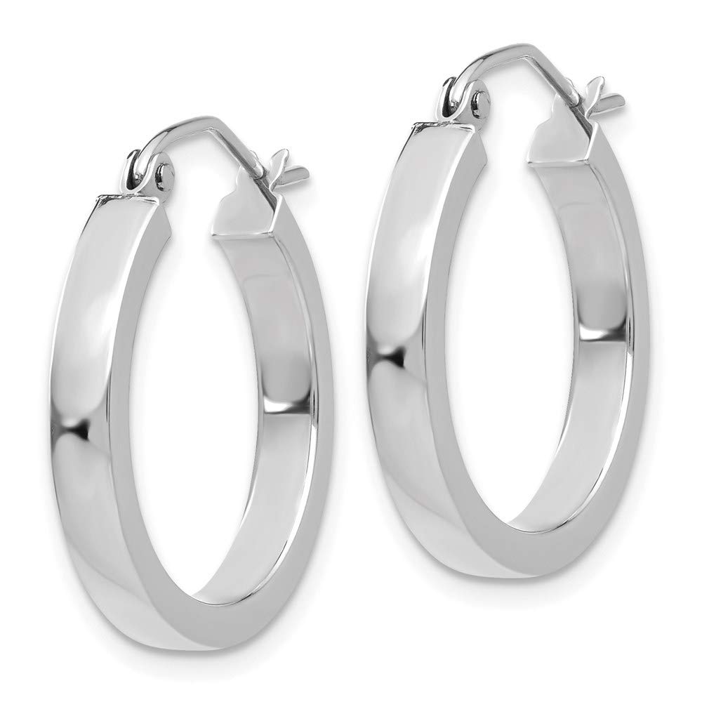 14k White Gold 2x3mm Rectangle Tube Hoop 20mm 2.9mm style T1043
