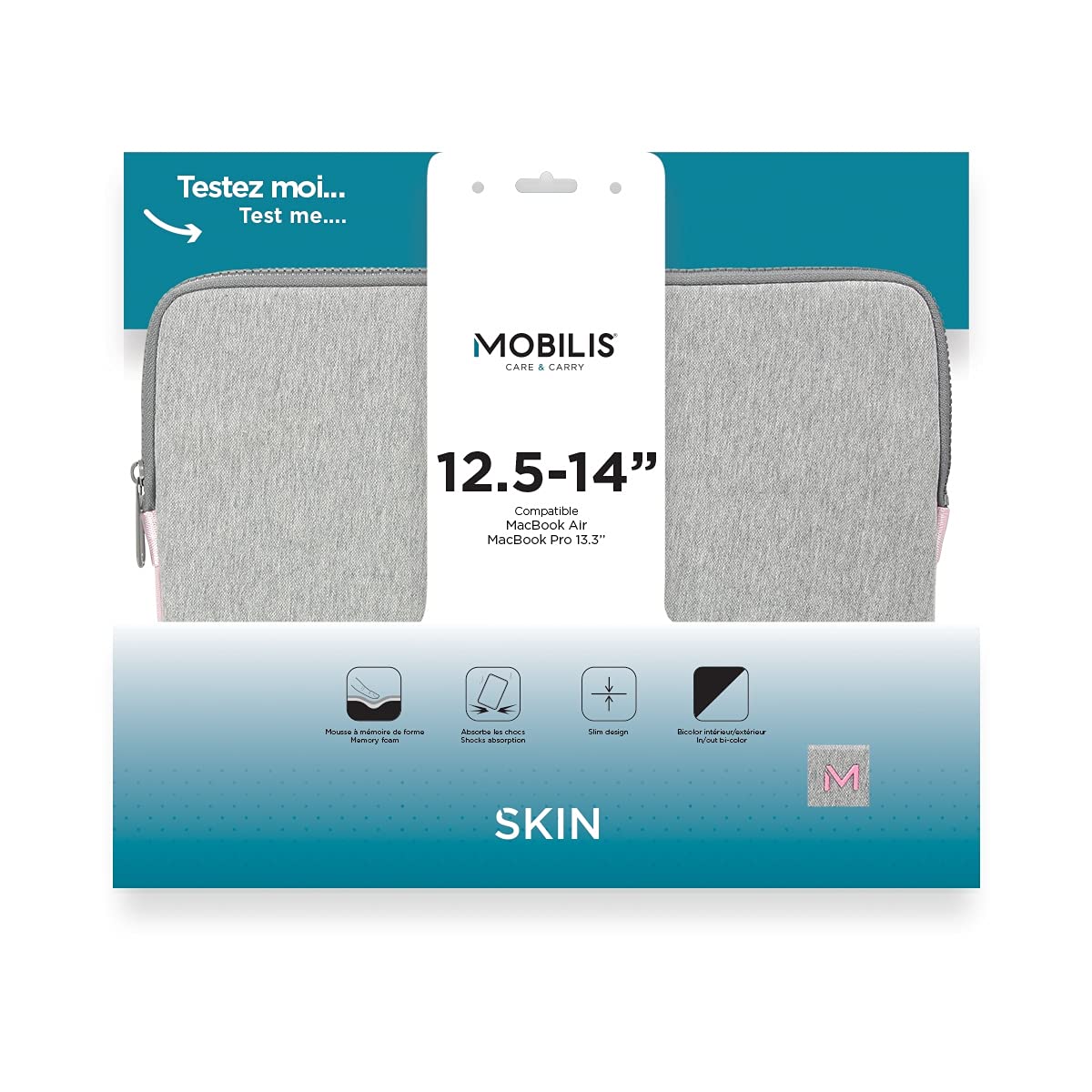 Skin Memory Foam Sleeve 12.5-14IN Grey and Pink