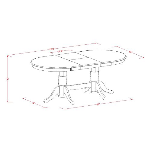 East West Furniture VADO7-LWH-W 7Pc Dinette Set Includes a 59/76.4 Inch Oval Dining Table with Butterfly Leaf and 6 Wood Seat Kitchen Chairs, Linen White Finish