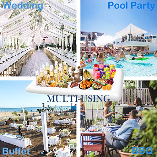 ALLADINBOX 4 Pack Inflatable Serving Bar, Ice Serving Buffet Salad Cooler Food Fruit Drink Containers with Drain Plug, Floating Tray Beverage BBQ Picnic Pool Party Supplies Inflatable Cooler, White