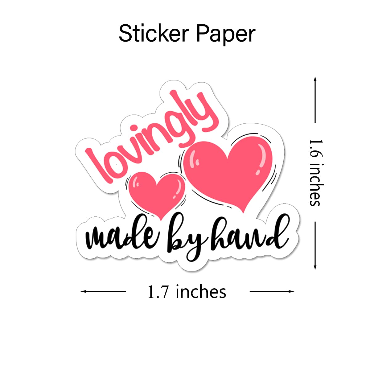 Wailozco 1.5'' Lovingly Made by Hand Stickers, Thank You Stickers,Handmade Stickers,Business Stickers,Envelopes Stickers for Online Retailers, Handmade Goods,Small Business, 500 Labels Per Roll