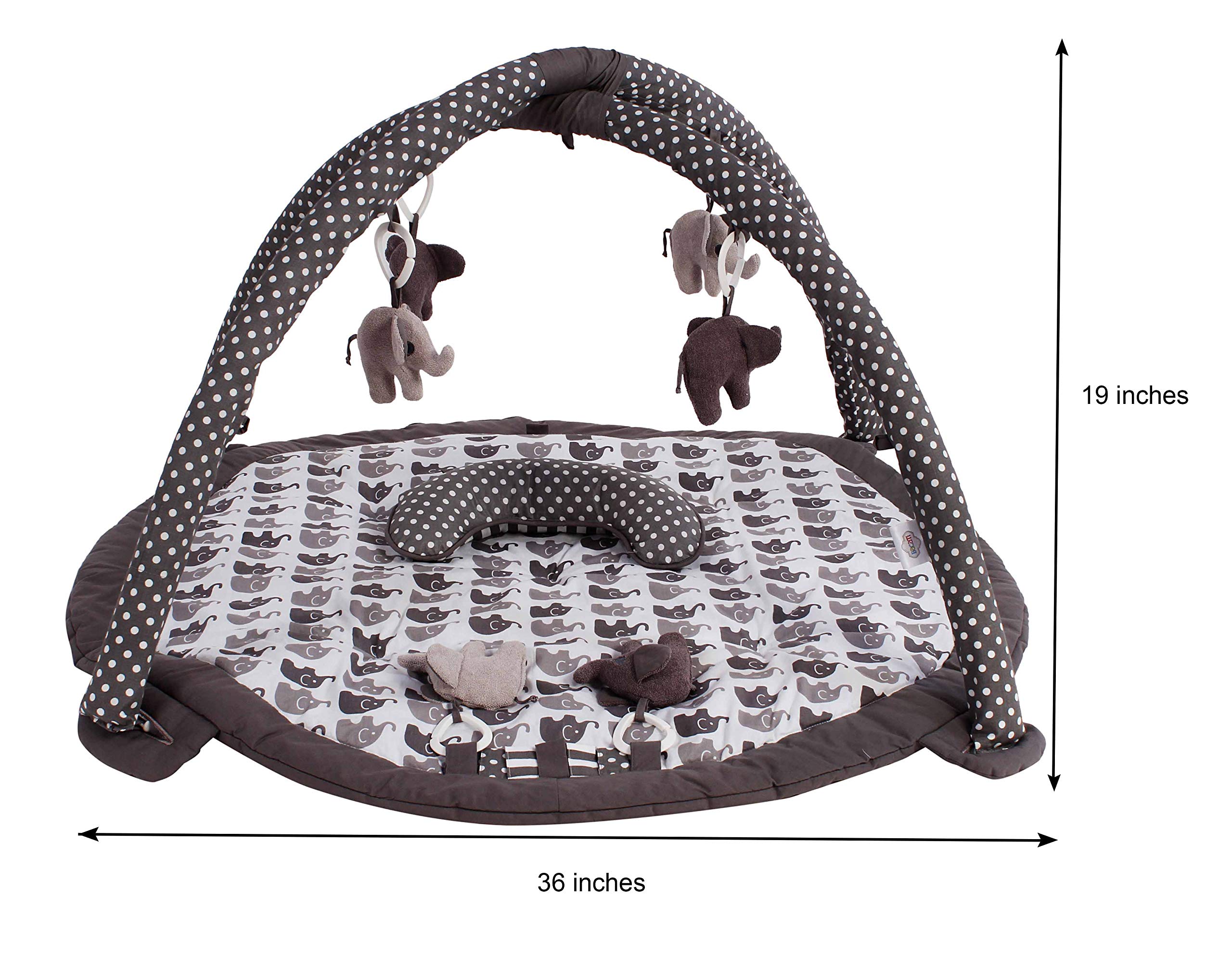 Bacati Elephants Unisex Activity Gym with Mat, Grey
