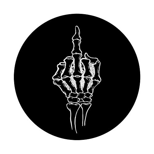 Funny Offensive Skeleton Middle Finger Distressed PopSockets Swappable PopGrip