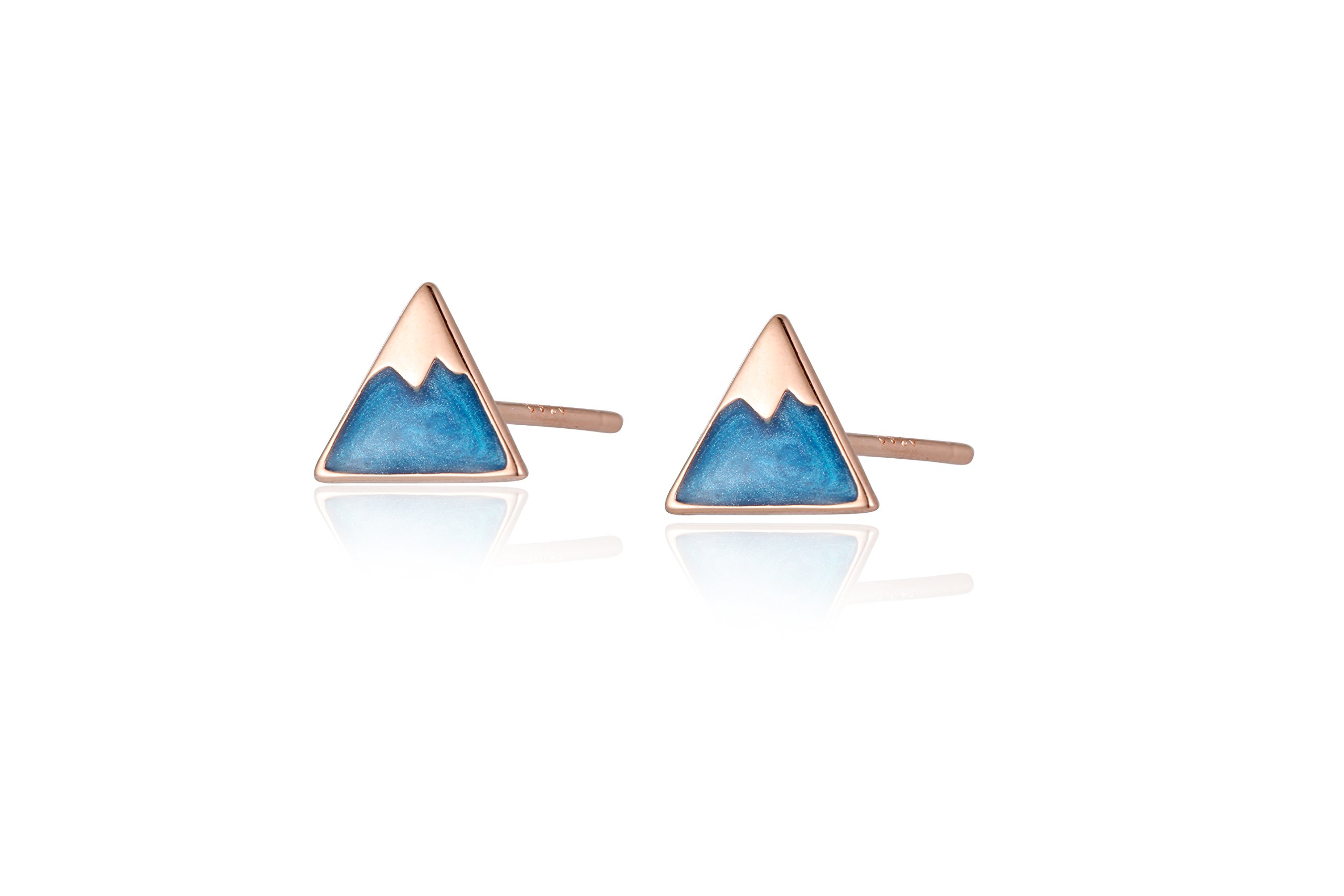 18k white gold plated 925 Sterling Sliver Aqua Blue Retro Triangle Stud Earrings Daily Collocation (18k white-gold-plated-silver)