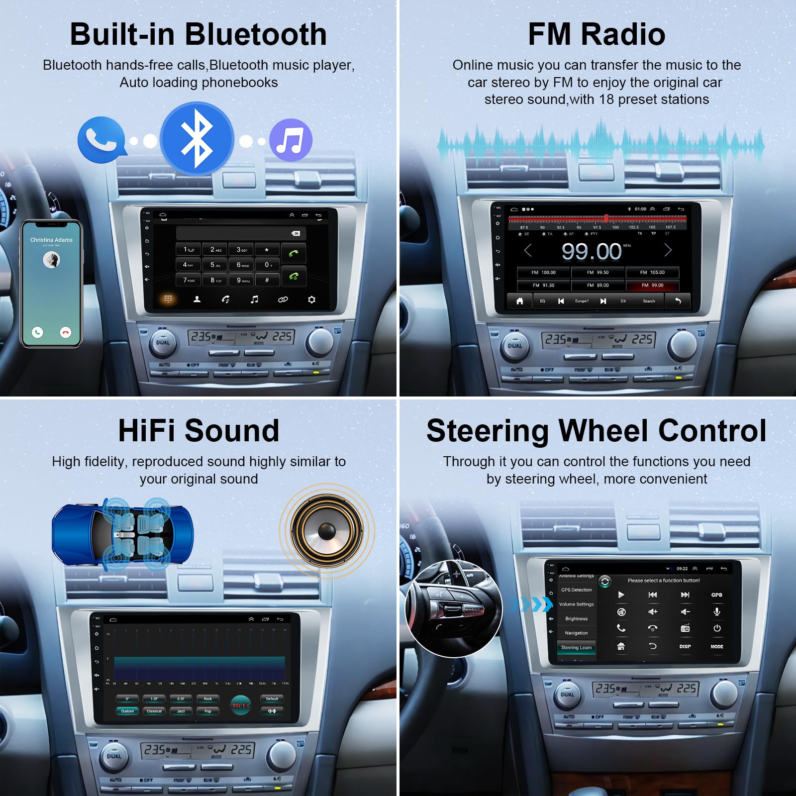 1G+32G Android Car Stereo Radio for Toyota Camry 2006-2011 with Apple Carplay, 9 Inch Touch Screen Car Radio with GPS Navigation Bluetooth FM HiFi WiFi Android Auto Mirror Link AHD Backup Camera
