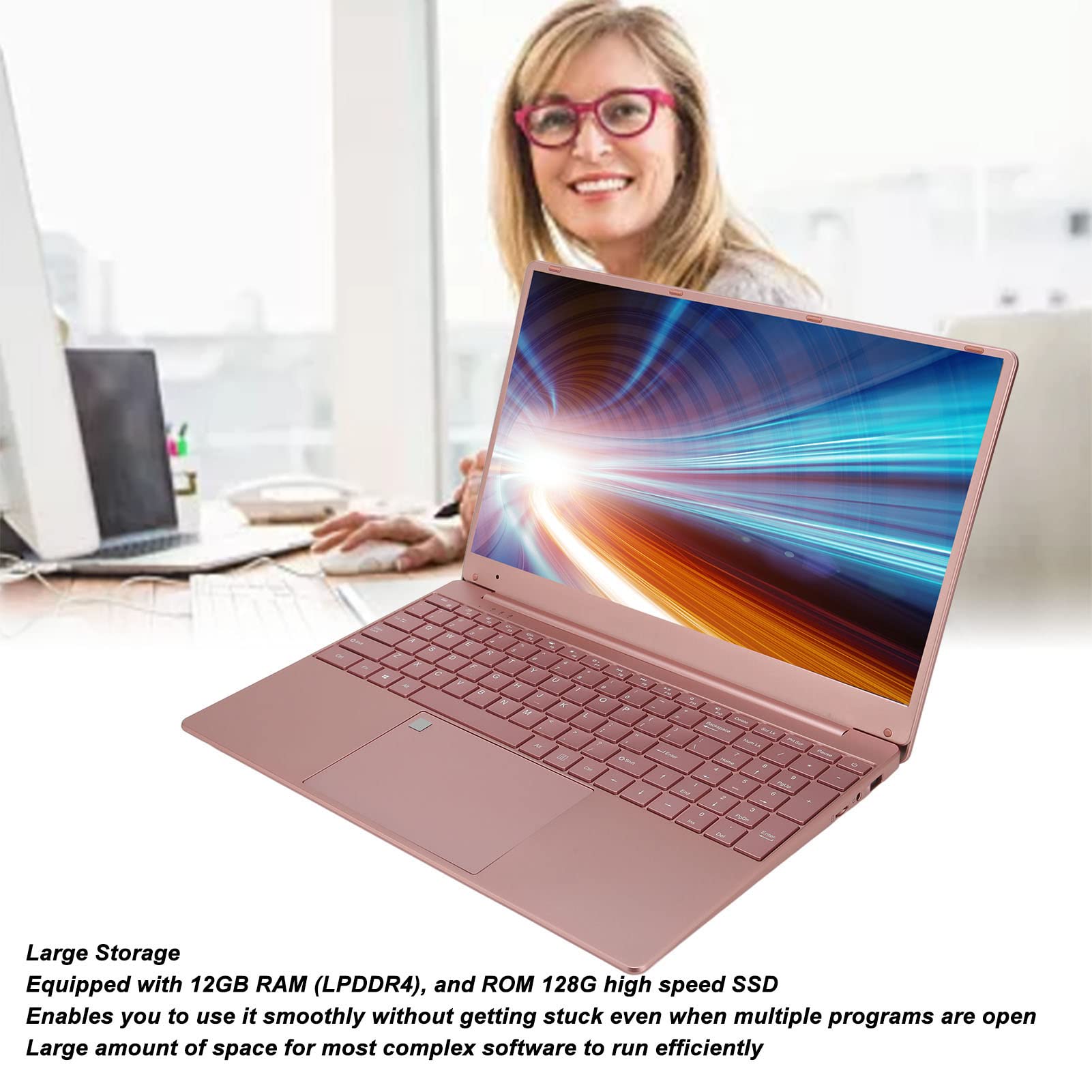 15.6 Inch Laptop for 11 Laptop N5095 CPU 12+1TB 1920 * 1080 Resolution 2K IPS Screen 2.4G 5G WiFi Computer with Fingerprint Unlock and Numeric Keypad (12+1TB US Plug)