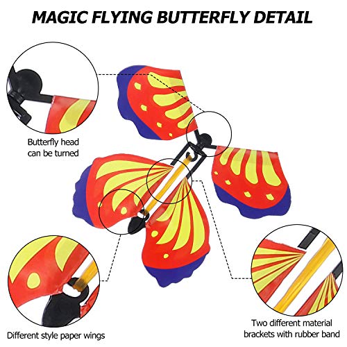 40 Pieces Magic Flying Butterfly Butterfly Gift Box Wind up Fairy Butterfly in The Book Romantic Rubber Band Powered Butterfly Toys for Birthday Anniversary Wedding Christmas
