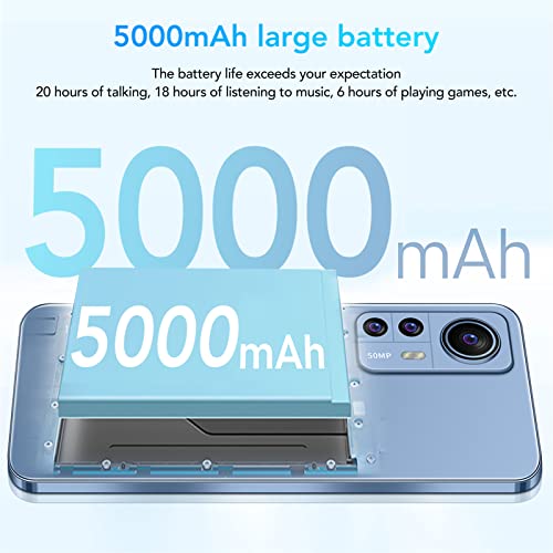 12s Pro Smartphone, 5G WiFi Ultra HD Screen 1200x1960 Resolution 4GB RAM 32GB ROM (Blue)