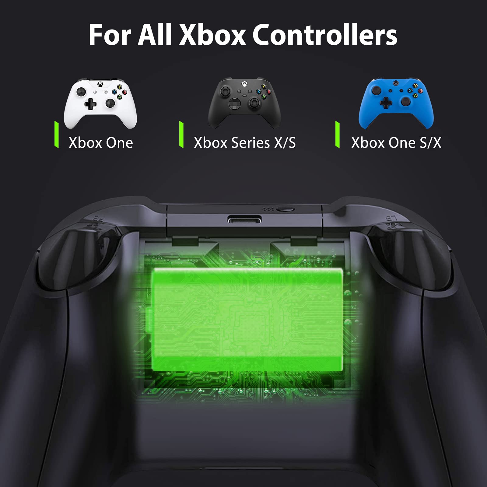 4x1400mAh Rechargeable Battery Pack with Charging Station & USB C Cable, 2 Pack 10FT Xbox Series X S Controller Charger Charging Cable for Xbox Series X S