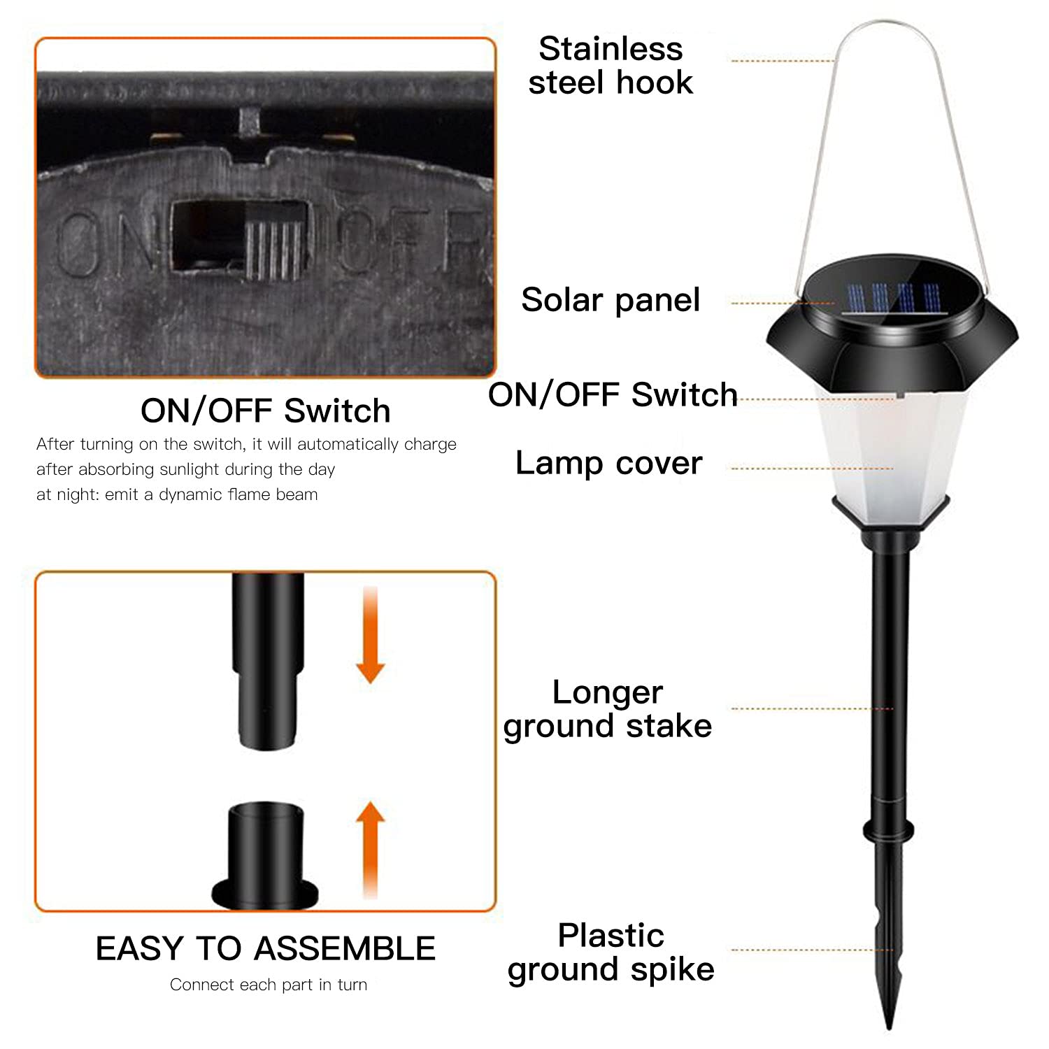 AveyLum Solar Flame Torch Light,Outdoor Solar Flickering Dancing Flame Torch Lights Security Lights Christmas Lights for Garden, PatioYard, Pathway Deco(4 Pack)