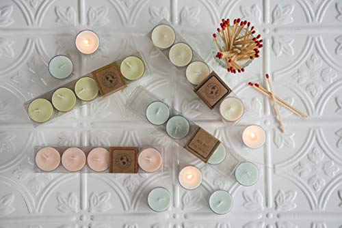 Eco Candle Co. Tea Light Candles, Eucalyptus Mint, 10-Pack - Scents of Eucalyptus, Spearmint, & Peppermint - Recyclable, 100% Soy Wax, No Lead, Hand Poured, Midwest Grown Soybeans.6 oz. Each