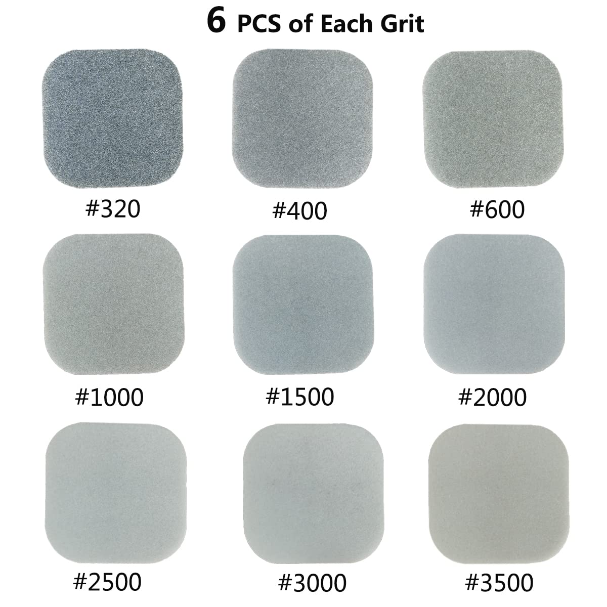 54 Pack Sanding Blocks, 9 Grits from 320 to 3500, Soft Touch Sanding Pads,2" x 2" Sanding Sponge Polishing Pads, for Craft Polishing Repairing,Wood Working,Furniture polishing,Metal derusting