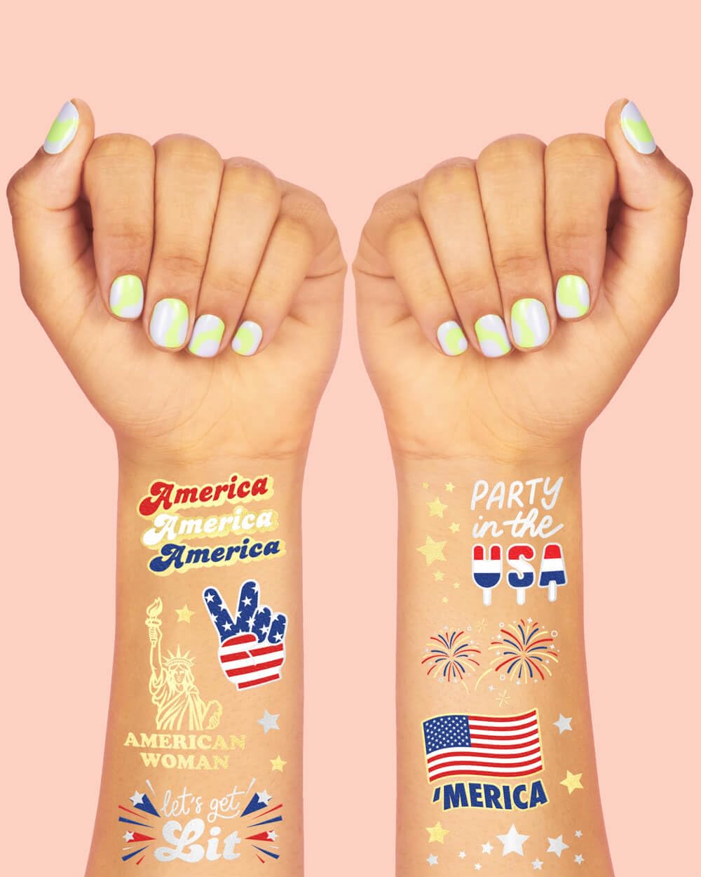 xo, Fetti Fourth of July Decorations Tattoos - 34 styles | Red White and Blue Party Supplies, 4th of July, USA Flag, Memorial Day, Independence Day, Labor Day