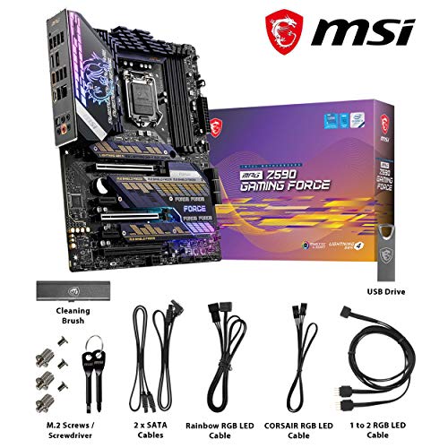 MPG MPG Z590 Gaming Force Gaming Motherboard (ATX, 11th/10th Gen Intel Core, LGA 1200 Socket, DDR4, PCIe 4, CFX, M.2 Slots, USB 3.2 Gen 2, DP/HDMI, Mystic Light RGB)