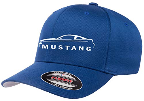 2005-09 Ford Mustang Hardtop Classic Outline Design Flexfit 6277 Athletic Baseball Fitted Hat Cap Royal L/XL