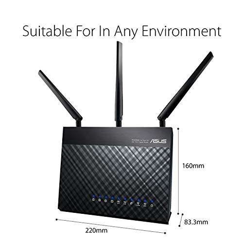 ASUS RT-AC68U AiMesh (2 pack) AC1900 Whole Home Dual-band AiMesh Mesh Wifi System, AiProtection Lifetime Security by Trend Micro, Adaptive QoS, Parental Control