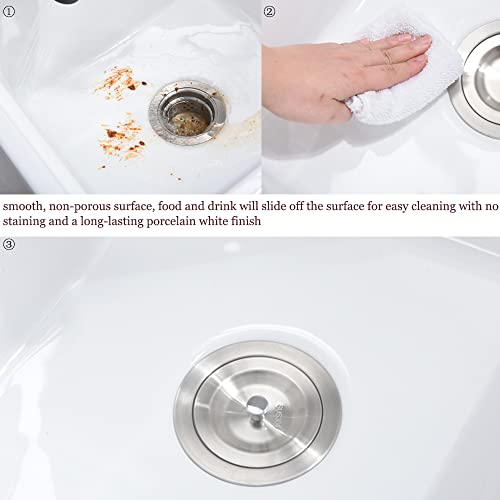 33 Inch Fireclay White Farmhouse Sink-Bokaiya 33x20 Apron Front Farmhouse Kitchen Sink Single Bowl Deep Porcelain Ceramic White Farm Sink
