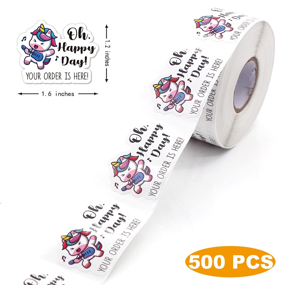 Muminglong 1.5 Inch Happy Day Your Order is Here Unicorn Sticker,Thank You Sticker,Small Shop Sticker, Small Business, Handmade Sticker,Packaging Sticker, 500 PCS