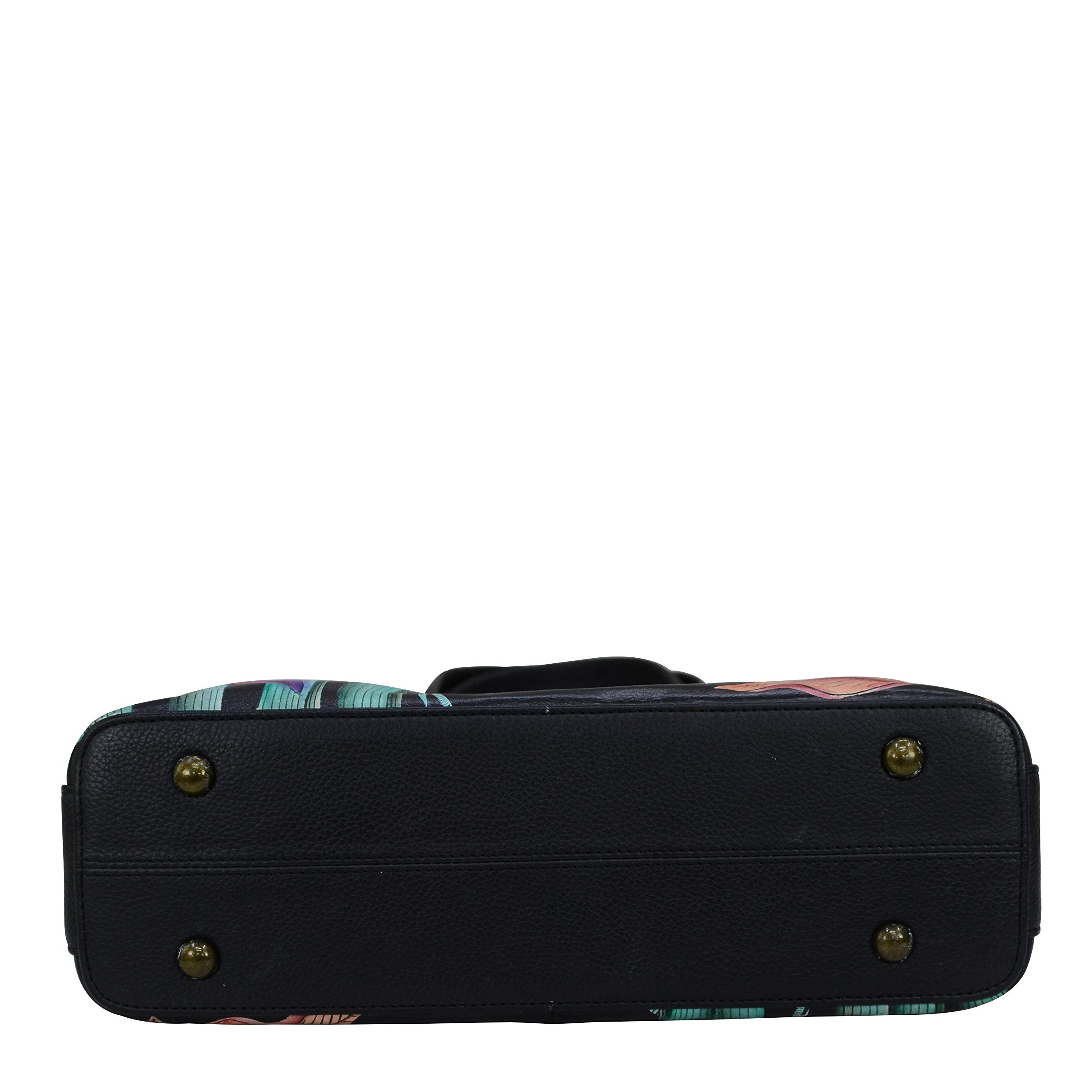 Anuschka Women's Original Hand-Painted Leather Medium Shopper Shoulder Bag, Island Escape Black