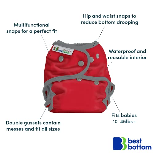 Best Bottom Bigger All in Two Diaper Cover | Adjustable Snap Cloth Diapers for Babies | Eco Friendly Reusable Diapers with Waterproof Gussets | Newborns Thru Toddlers 10-45+ Lbs. (Prickly Cactus)