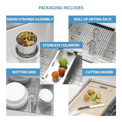 33 Kitchen Sink Undermount - GhomeG 33x19 Inch Undermount Kitchen Sinks Stainless Steel Kitchen Sinks Ledge Workstation Single Bowl 16 Gauge Under Counter Kitchen Sink Basin Round Corners