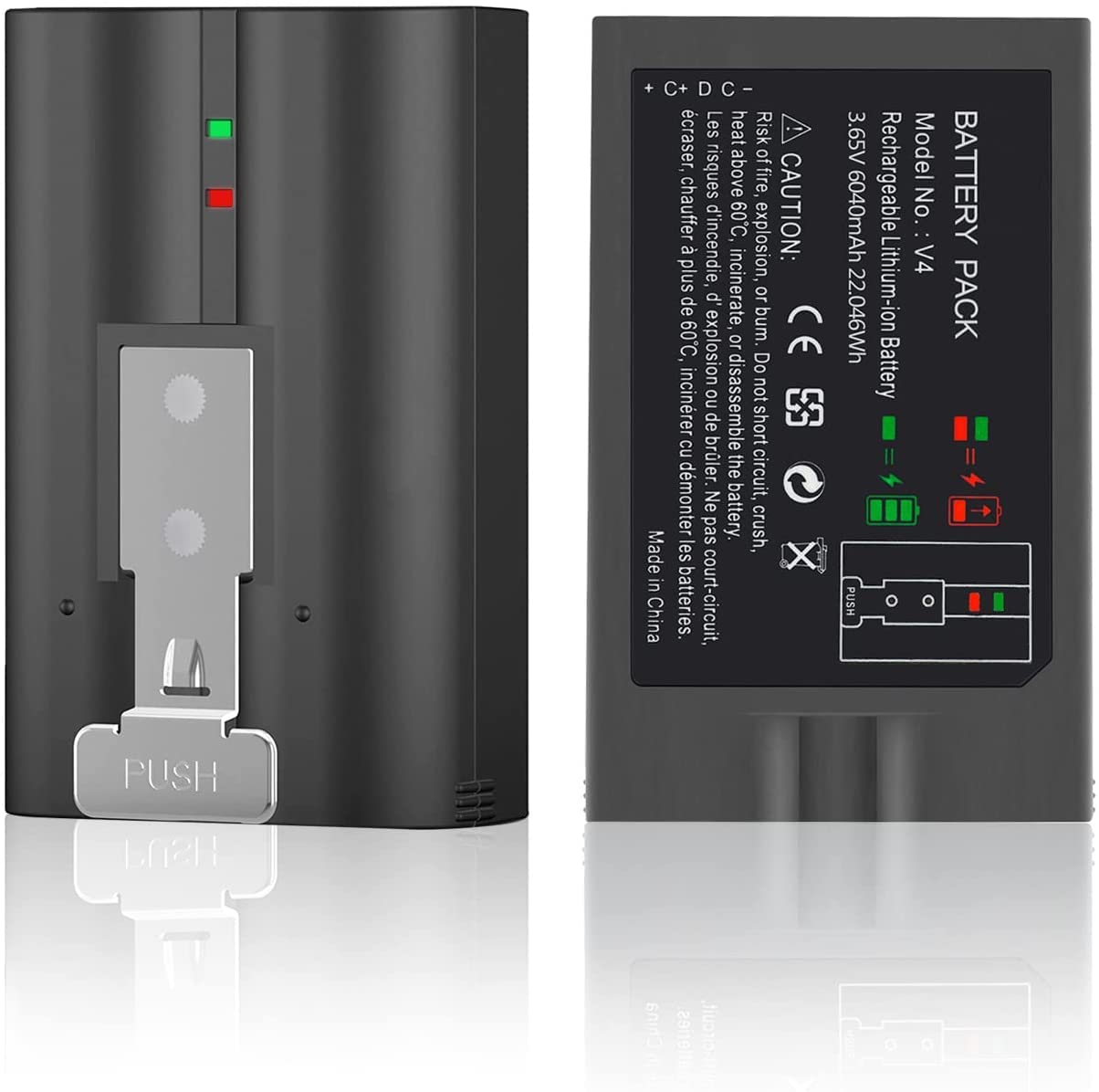 2 Packs Rechargeable 3.65V Lithium-Ion Battery & USB Charging Station Compatible with Ring, for Video Doorbell 2/3 /4 and Spotlight Cam Battery 6040mAh (2pack+Charger)