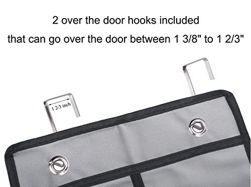 LONGTEAM Thick Oxford Fabric Over the Door Shoe Organizer 12 Pockets Hanging Shoe storage Holder for Bedroom, Bathroom and College Dorm Room (Gray)