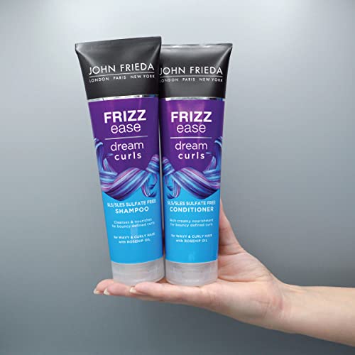 John Frieda Frizz Ease Dream Curls Conditioner, Hydrates and Defines Curly, Wavy Hair, Helps Control Frizz, SLS/SLES Sulfate Free, Enhances Natural Curls, 8.45 Fluid Ounces