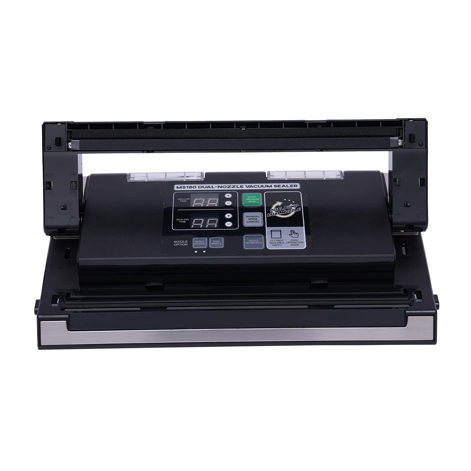 110V 250W Double Pump Vacuum Sealer, MS180 Food Sealer Machine Packing Sealing Machine Auto and Manual Modes Compatible With Smooth Flat Bags or Chamber Pouches, 15.7 '' Seal Bar