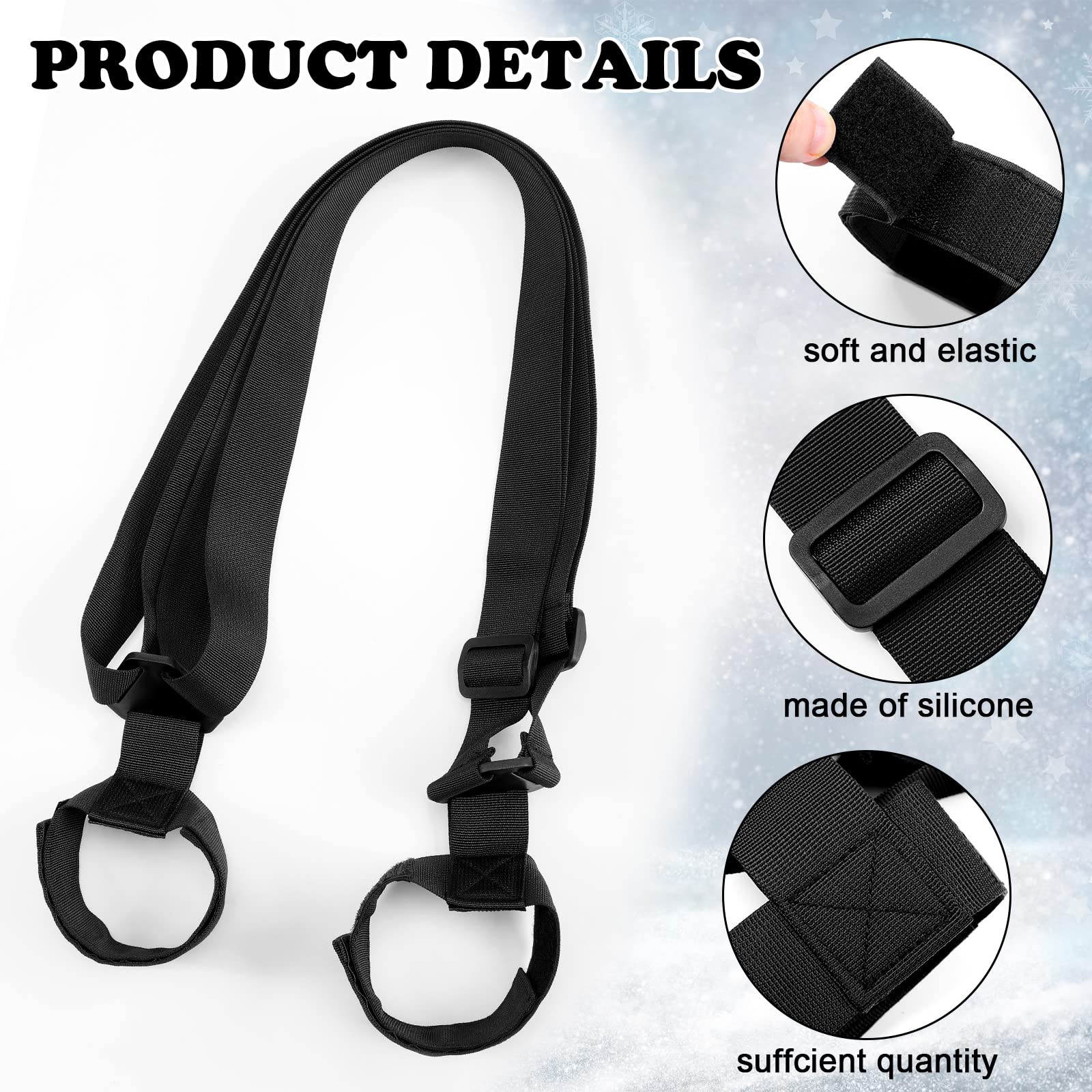 2 Pieces Ski and Pole Backpack Carrier Strap Ski and Pole Shoulders Carrier Backpack Belts Adjustable Ski Carry Strap Ski Holder Strap Ski Sling for Kids Adults Families, Free up Hands