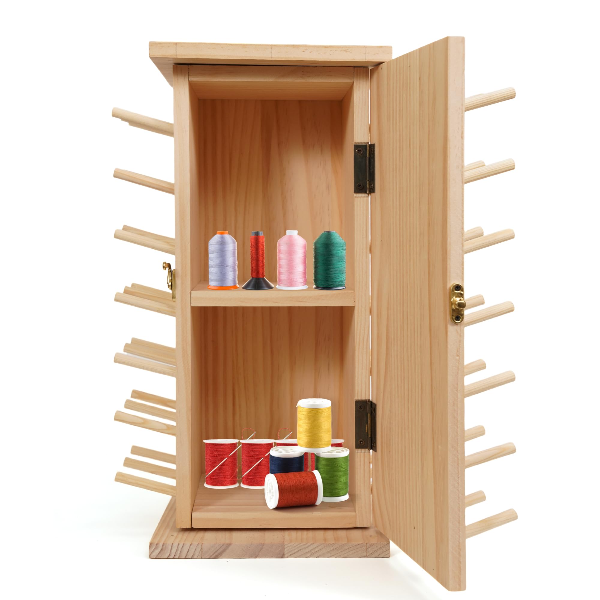 360° Fully Rotating Wooden Thread Holder,Embroidery Thread Organizer,Thread Rack for Sewing with 84 Spools,Thread Braiding Holder Storage for Quilting, Embroidery,Hair-braiding and Jewelry