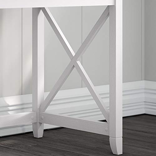 Bush Furniture Key West Computer Desk with Keyboard Tray and Storage, 54W, Pure White Oak