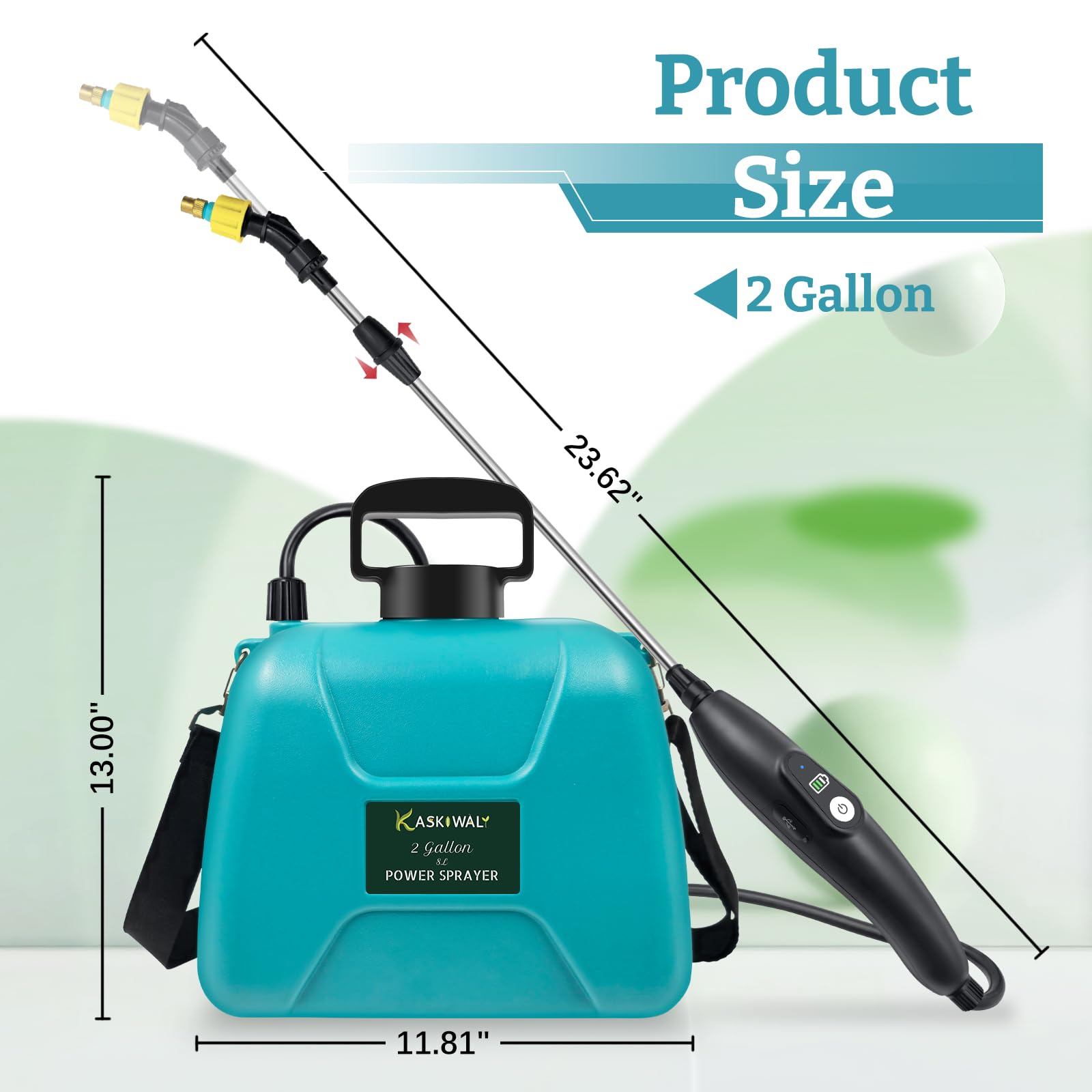2 Gallon Electric Garden Sprayer, Battery Powered Sprayer with 3 Mist Nozzles, Yard Pump 2 Gallon Sprayer with Retractable Wand, Water Lawn Sprayer with Adjustable Shoulder Strap for Gardening
