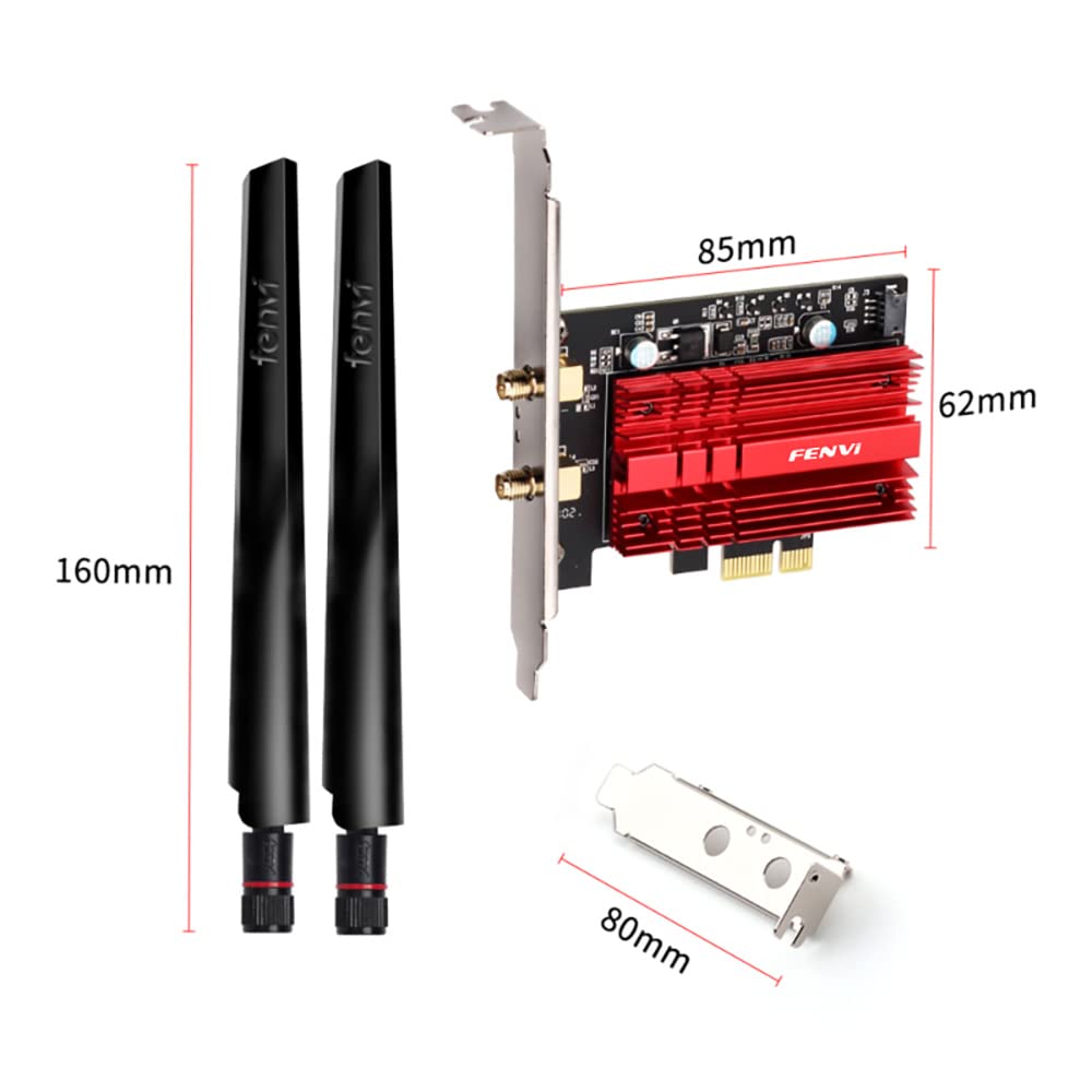 WiFi 6E AX210 PCI-E WiFi Network Card BT5.3 160MHz Tri-Band Expands WiFi into 6GHz/5GHz/2.4GHz 5400Mbps Gigabit AX210ngw Desktop PC PCIe Wireless Adapter WiFi 6E 802.11ac ax MU-MIMO for Windows 11/10