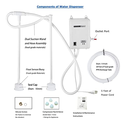110V Drinking Water Pump for 5 Gallon Bottle Dispenser Pump System for Refrigerator Ice Maker Coffee Machine Faucet (Classic- Dual Inlet)
