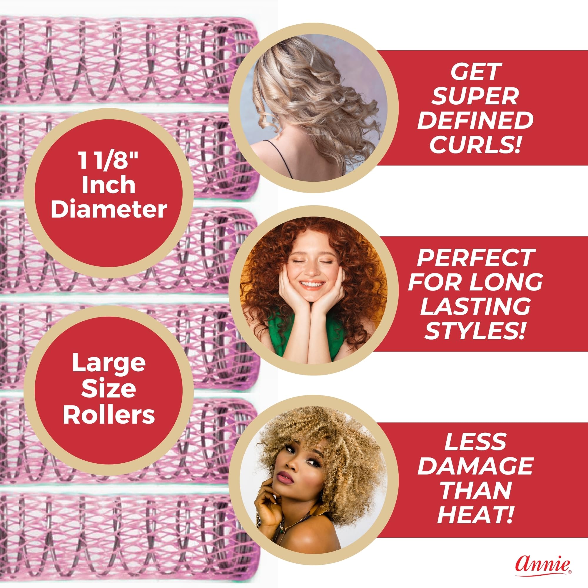 Annie 1-1/8" Wire Mesh Hair Rollers - 12 Pcs.