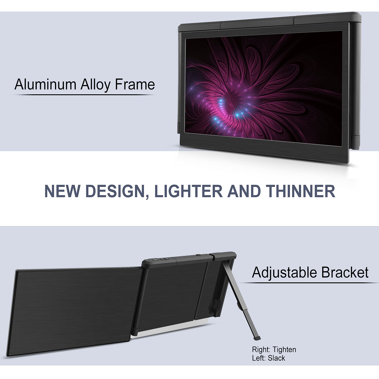 13.3inch Dual Portable Monitor, Laptop Screen Extender for 13.3-16 inch Mac Windows Notebook Phone