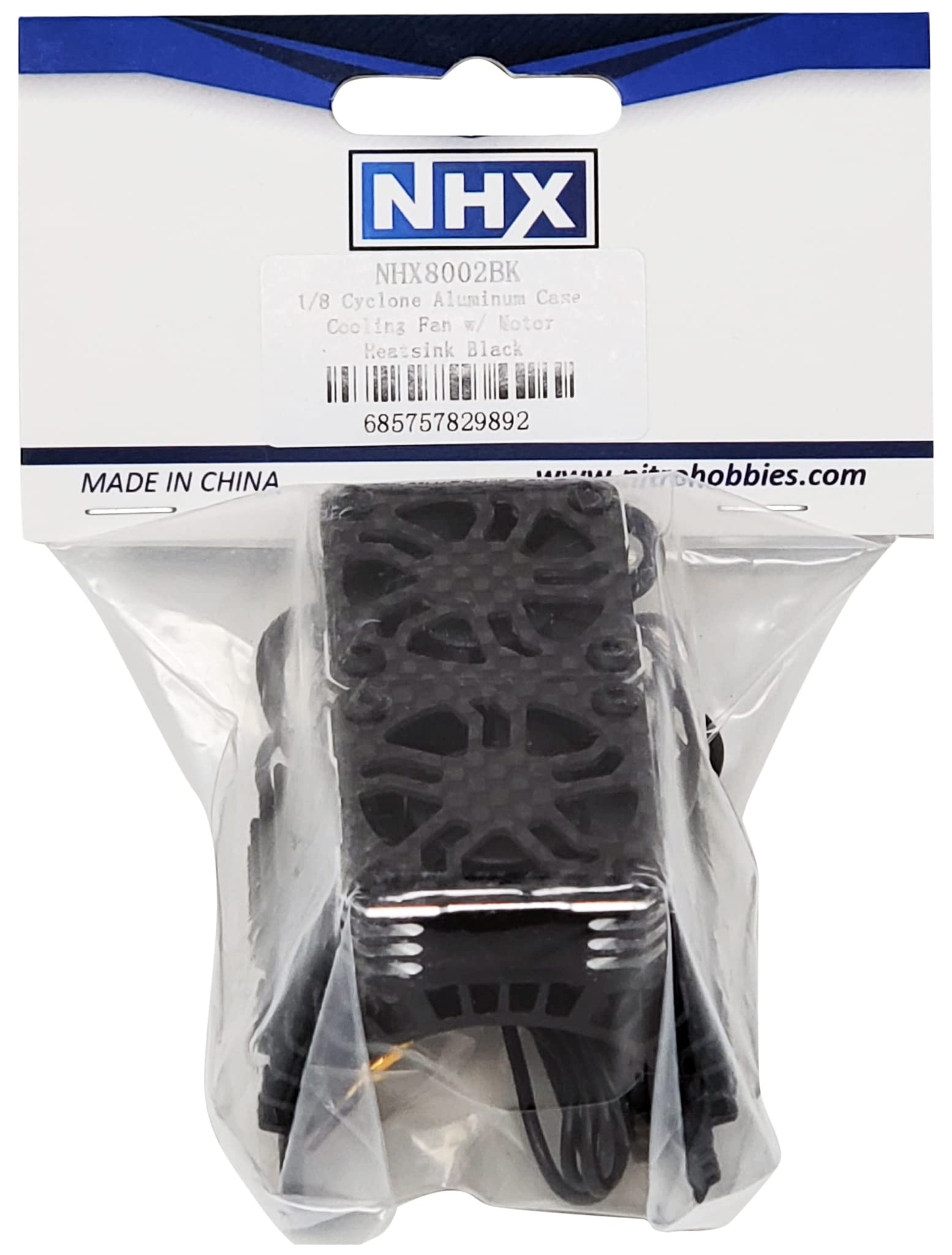 NHX 1/8 Twin Cyclone Alum HV Cooling Fans w/Cover 28000 RPM Motor Heatsink Black
