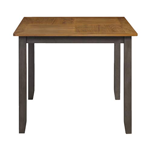 OSP Home Furnishings West Lake Dining Table Set, 5-Piece, Antique Finish Natural Top and Grey Base with Charcoal Fabric