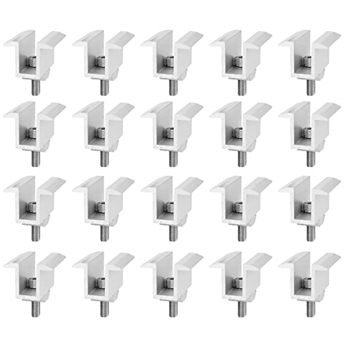 20 PCS Solar Panel Mount Mid Clamps, PV Panel Bracket Aluminum Mounting Accessories Support with Bolts