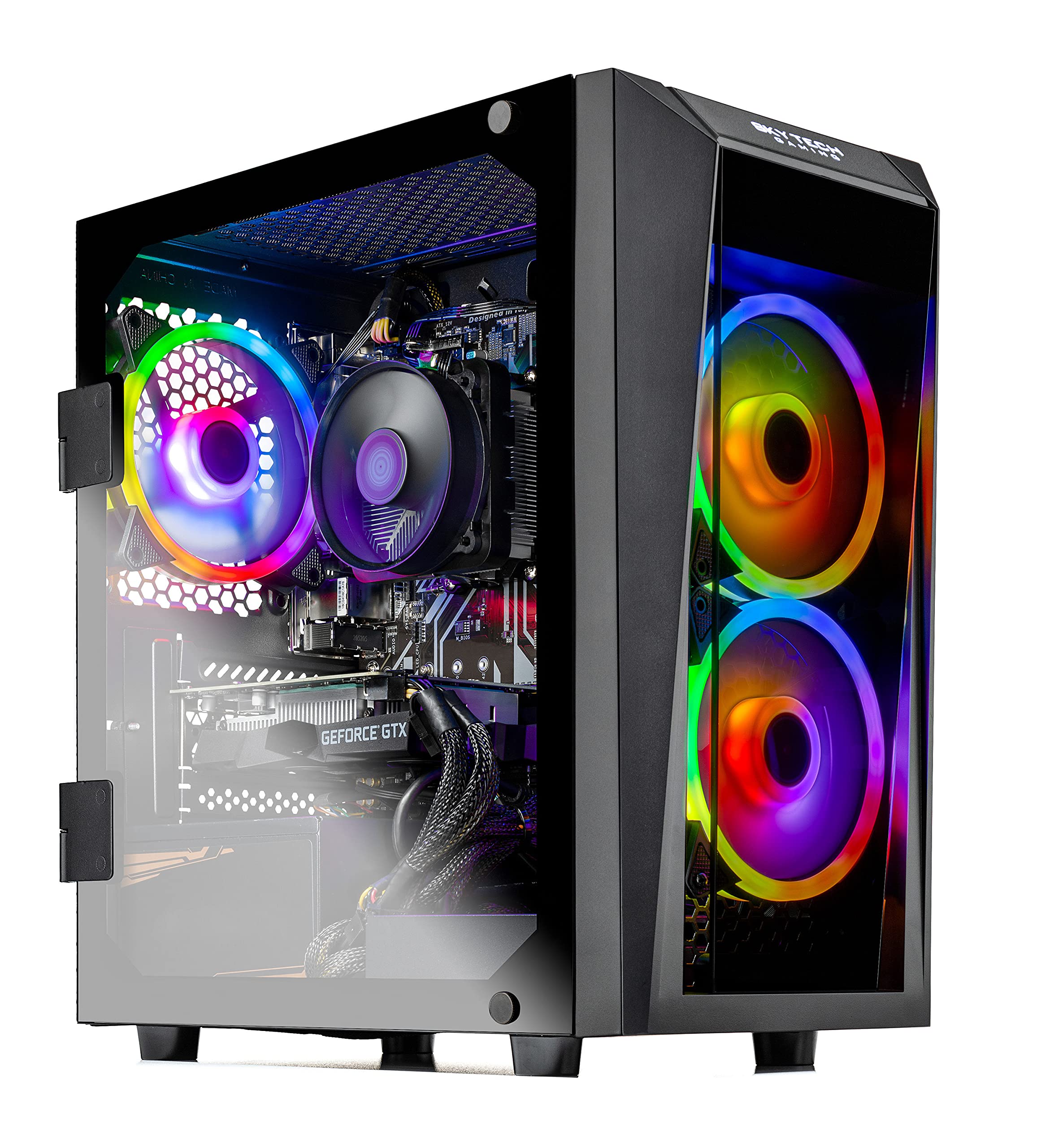 SkyTech Blaze II Gaming Computer PC Desktop - Ryzen 5 3600 6-Core 3.6GHz, GTX 1660 6G, 500G SSD, 8GB DDR4 3000, RGB, AC WiFi, Windows 10 Home 64-bit
