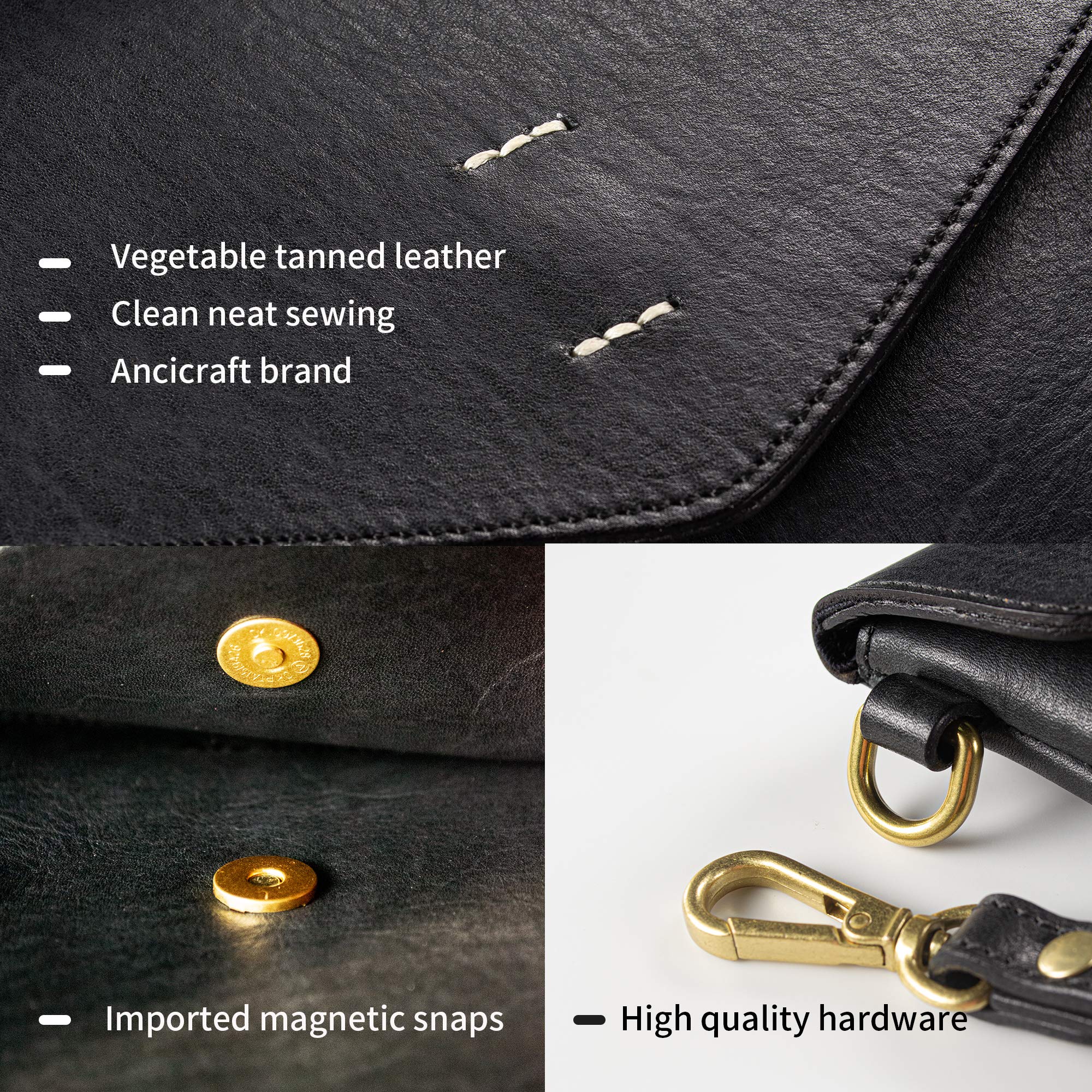 Ancicraft Wristlet for Women Leather Purse Wallet Envelope Clutch Handbags Black