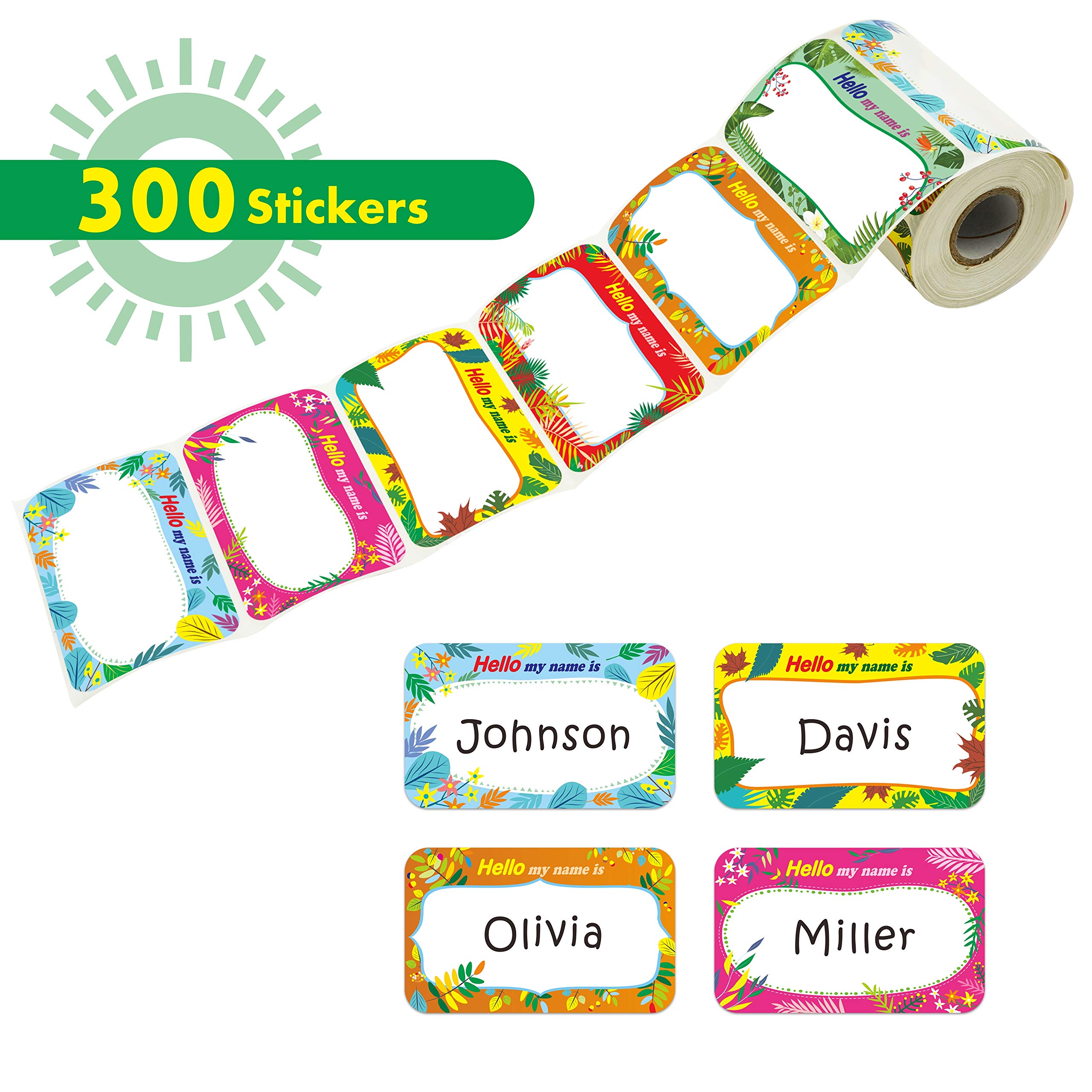 300 Pcs Name Tag Label Sticker in 6 Designs with Perforated Line for School Office Home (3.5"x2.2" Each) …