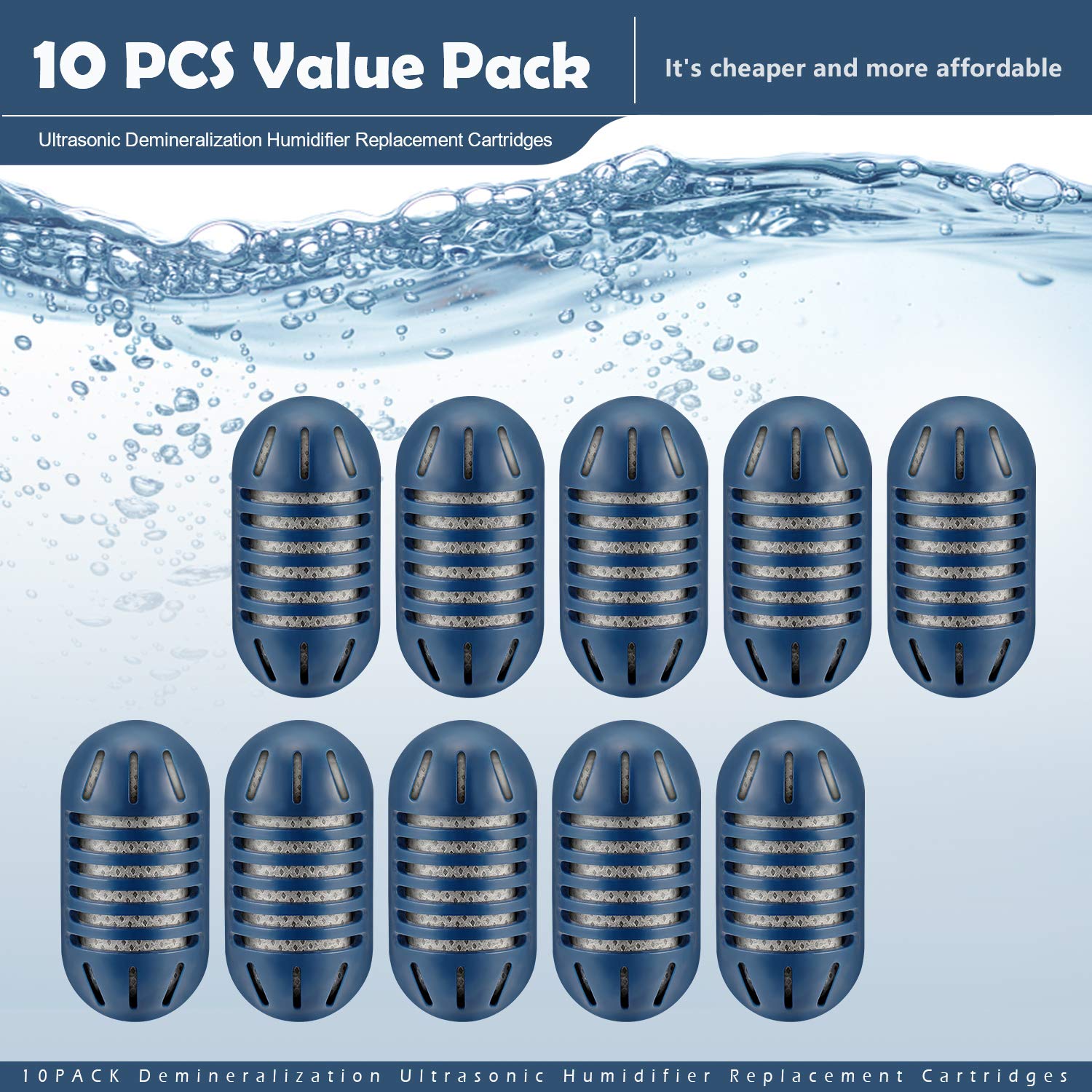 Anyhow Demineralization Ultrasonic Humidifier Replacement Cartridges, Filter Mineral Deposits, Prevents Hard Water Build-Up, Eliminates White Dust, Removes Odor-10Pack