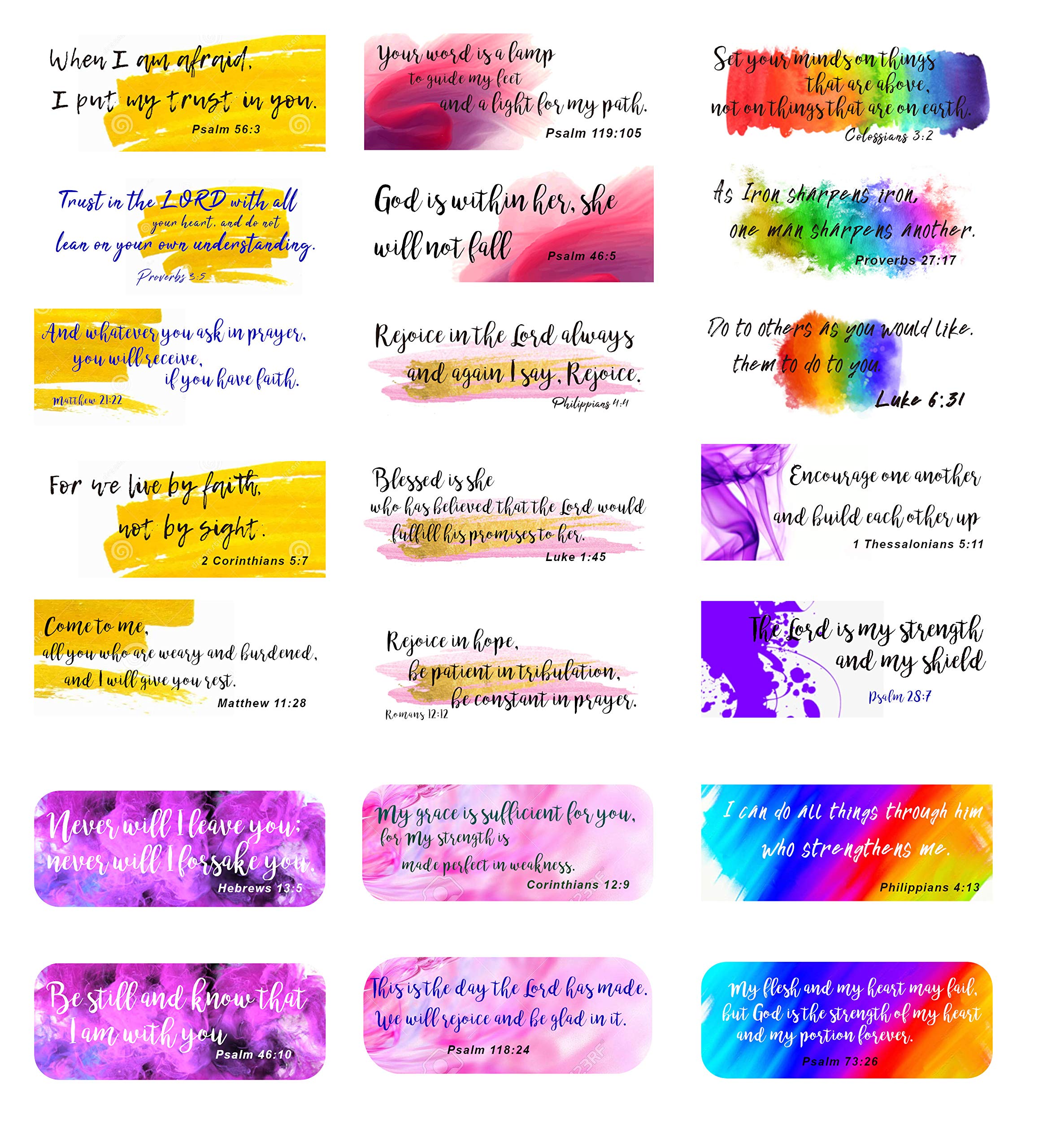 Bible Verse Stickers (Set of 42 Stickers with 21 Christian Scripture)