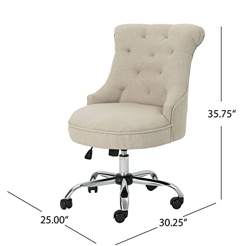 Christopher Knight Home Tyesha Desk Chair, Wheat + Chrome